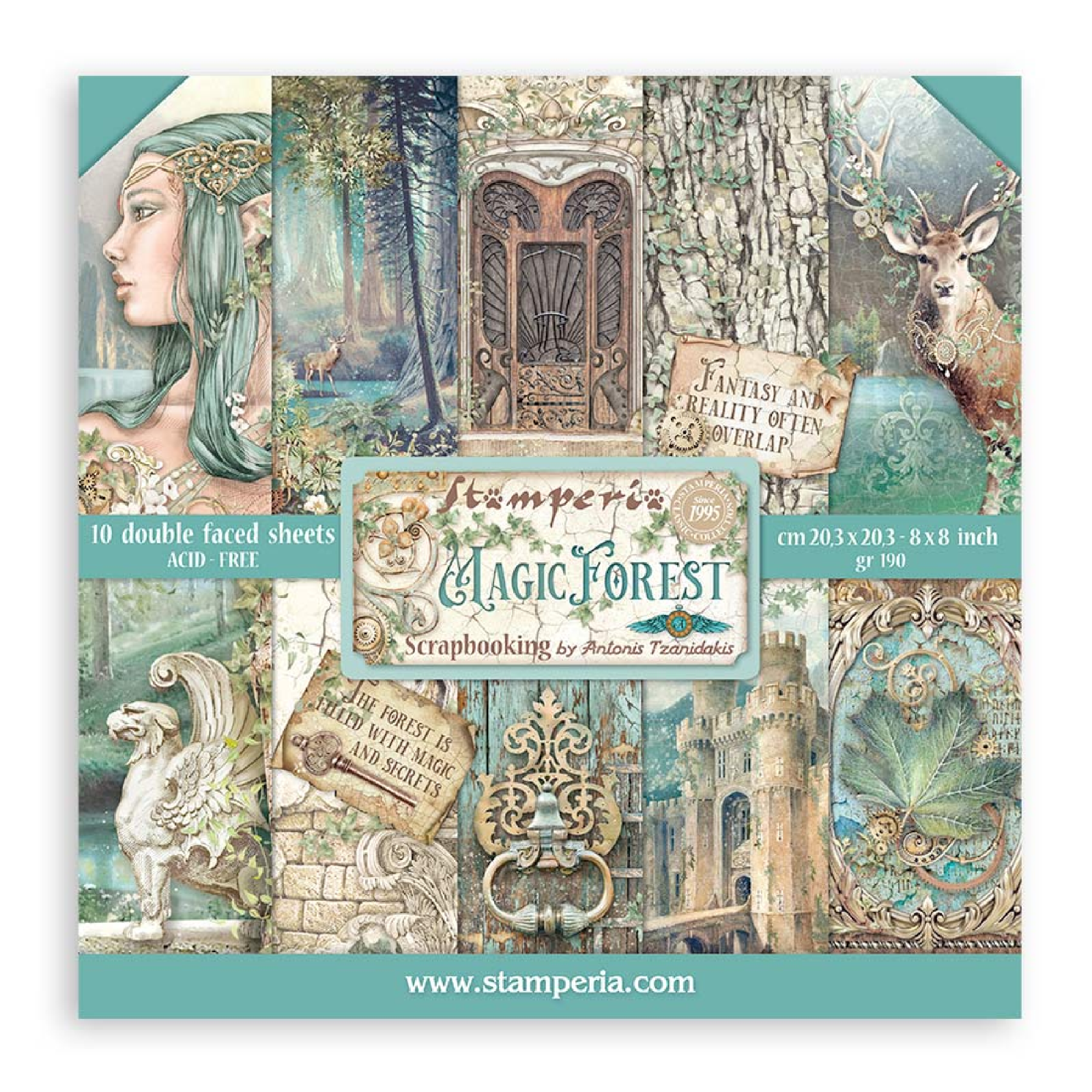 Stamperia Magic Forest 8" x 8" Double Sided Paper Pad Forest Scrapbook ...
