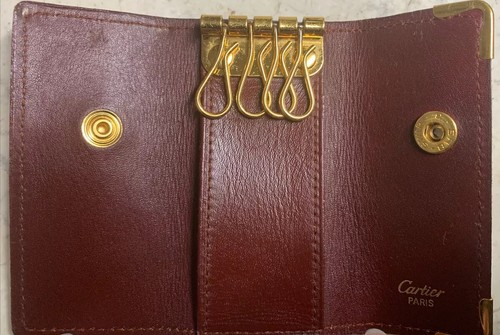Auth CARTIER Vintage Must Logos Leather 4 Hooks Key Cles Key Holder ...