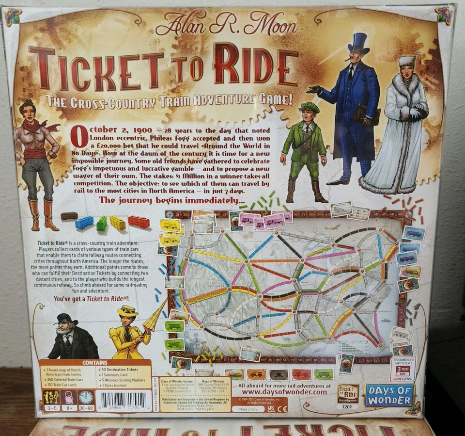 Days of Wonder Ticket To Ride by Alan R. Moon Train Adventure Board ...