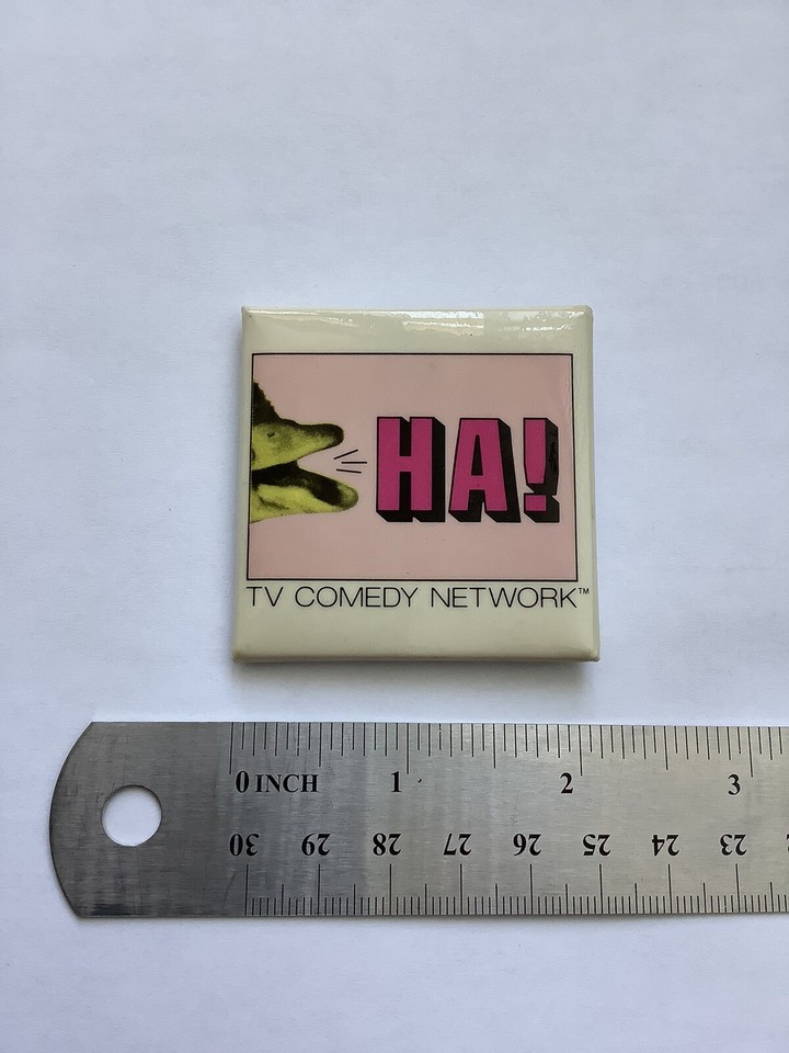 Vintage 90s HA! TV Comedy Network Advertisement Pinback Button Pin | eBay