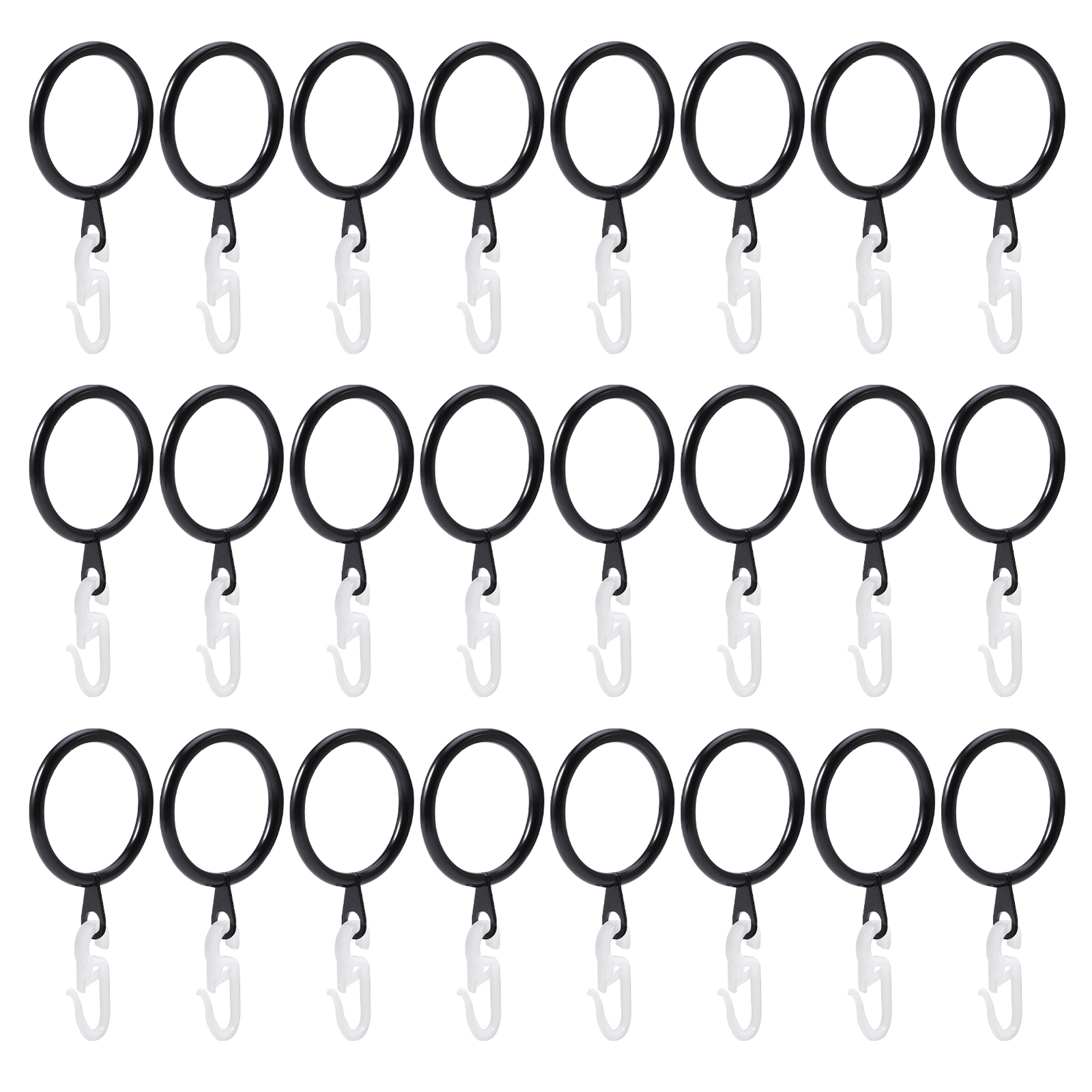 24sets/48pcs 30mm Diameter Drape With Hook Curtain Ring Set Sliding ...