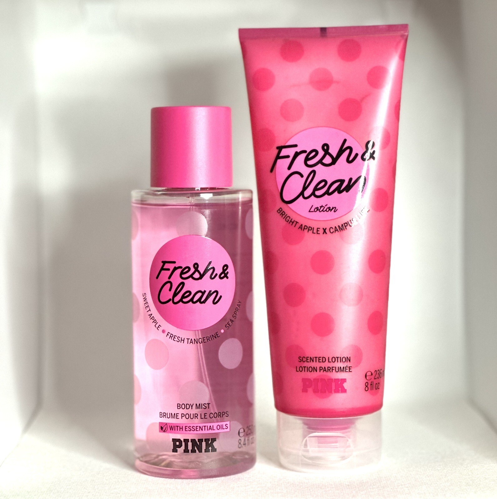 Fresh & Clean, Body Mist 8.4 oz & Lotion 8 oz by PINK Brand New set of ...
