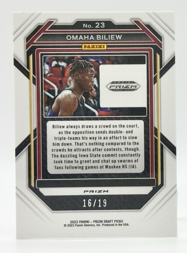 2023 Panini Prizm Draft Picks - Omaha Biliew #23 Blue Shimmer Prizm /19 ...