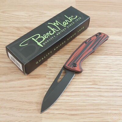 BenchMark Folding Knife 2.5" Stainless Steel Blade Black And Red G10 ...