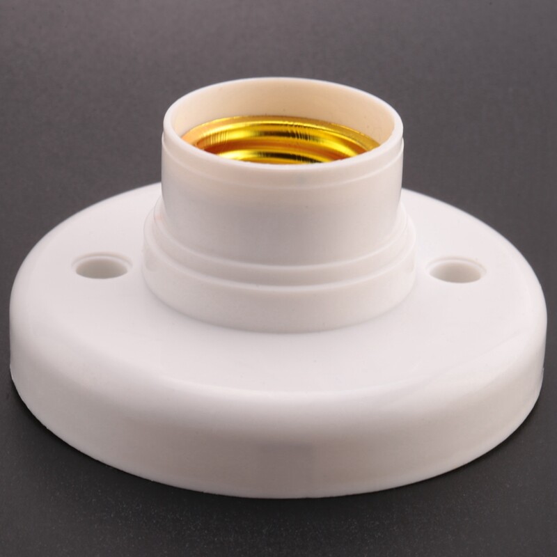 E27 Round Plastic Base Screw Light Bulb Lamp Socket Holder White ...