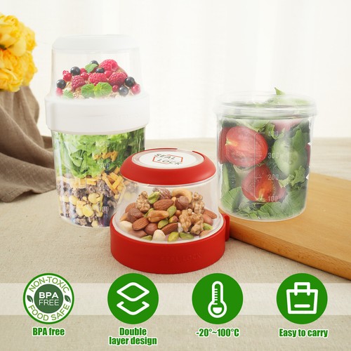 2 Pack Breakfast On the Go Cups Reusable Take and Go Yogurt Cup Double🌳 ...