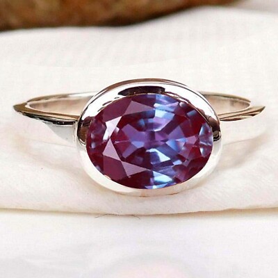 Alexandrite Gemstone Ring 925 Sterling Silver Women Delicate Christmas ...