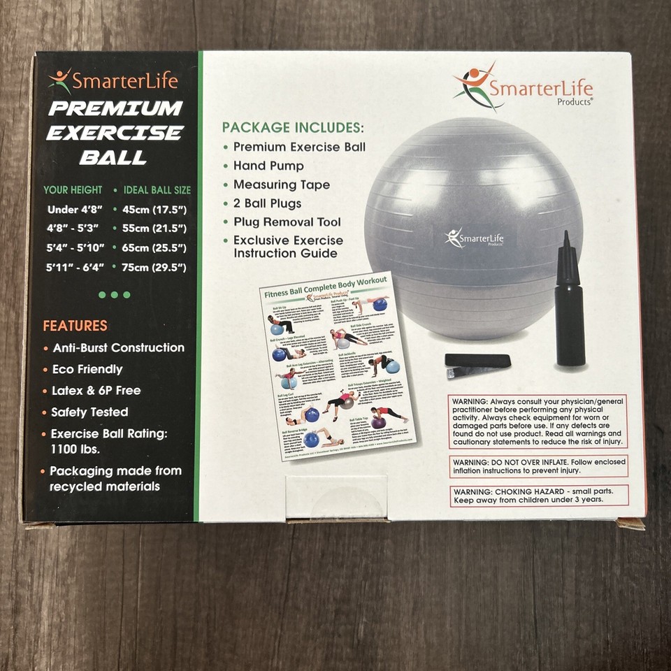 Smarter Life Exercise Ball 55cm - Yoga, Balance, Premium non-slip ...