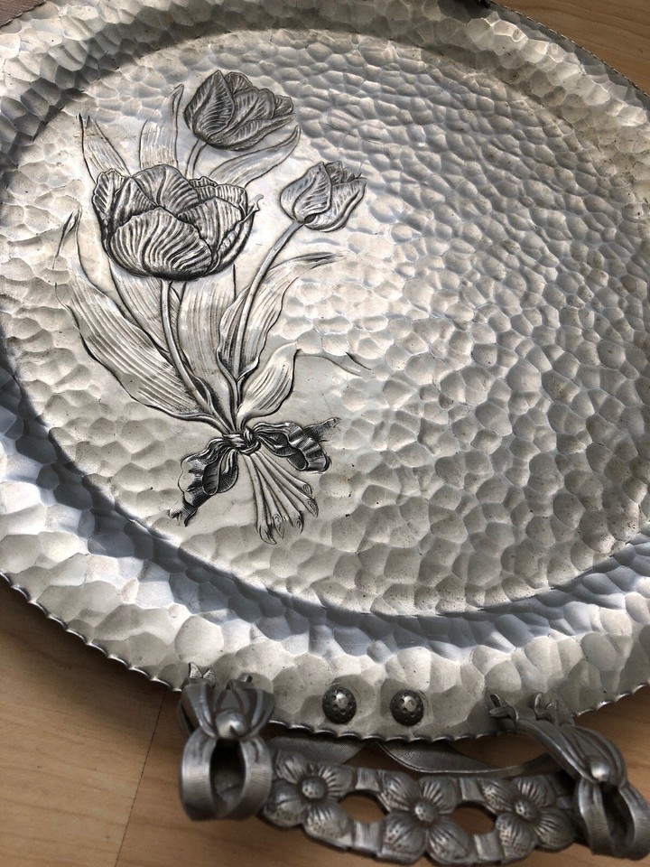 Rodney Kent Silver Co. “TULIPS" Lot HAMMERED ALUMINUM WITH HANDLES #409 ...