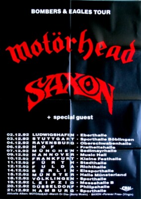 MOTÖRHEAD - 1992 - In Concert - Saxon - Bombers & Eagles Tour - Poster ...