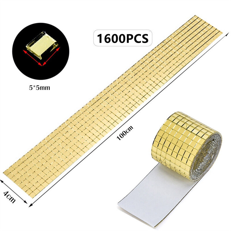 1Roll Self-Adhesive Mosaic Wall Sticker Square Glass Mirror Tiles DIY ...