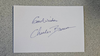 CHARLES BRONSON SIGNED 4x6 INDEX CARD AUTOGRAPH | eBay
