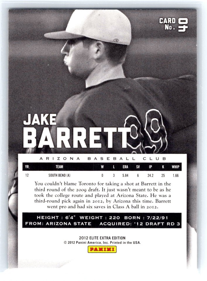 Jake Barrett 2012 Panini Elite Extra Edition #40 | eBay