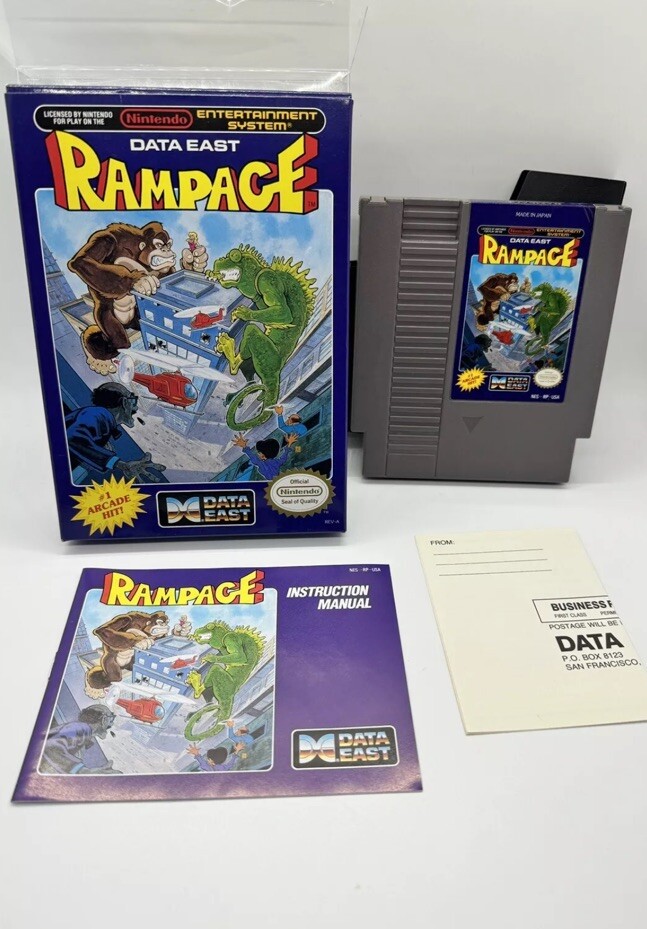 Rampage (Nintendo NES) CIB Complete in Box w/ Reg Card Rare Near Mint ...
