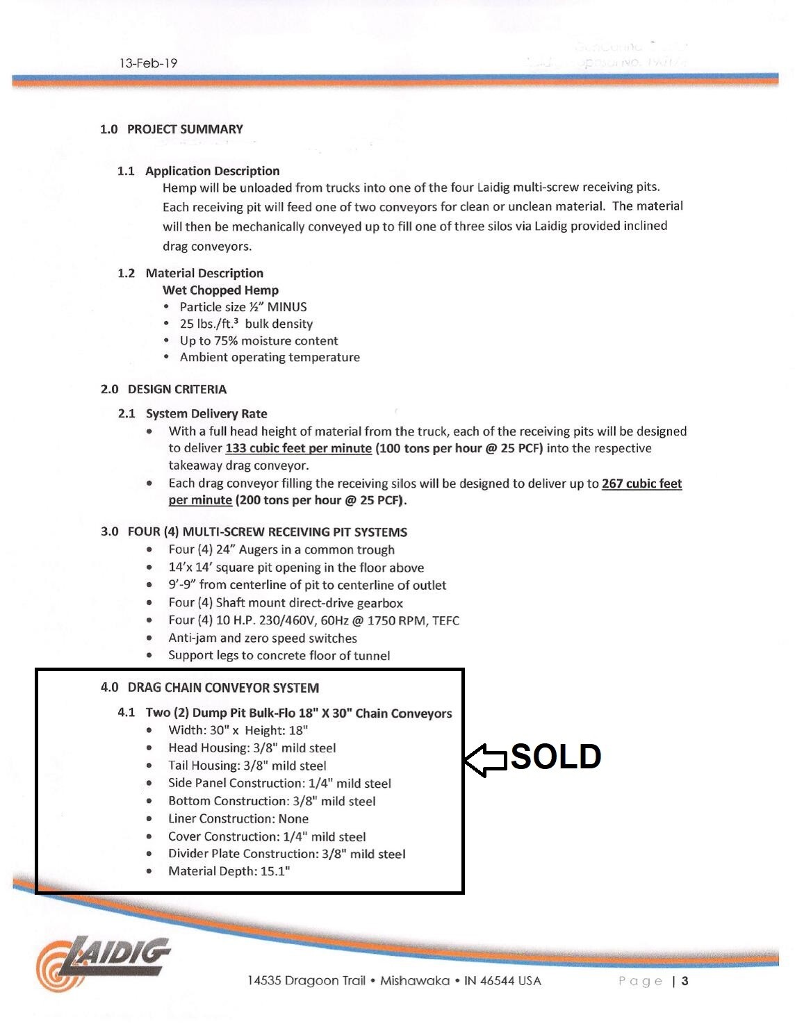 Laidig 14'x14' Multi-Screw (Auger) Receiving Pit System - New Surplus ...