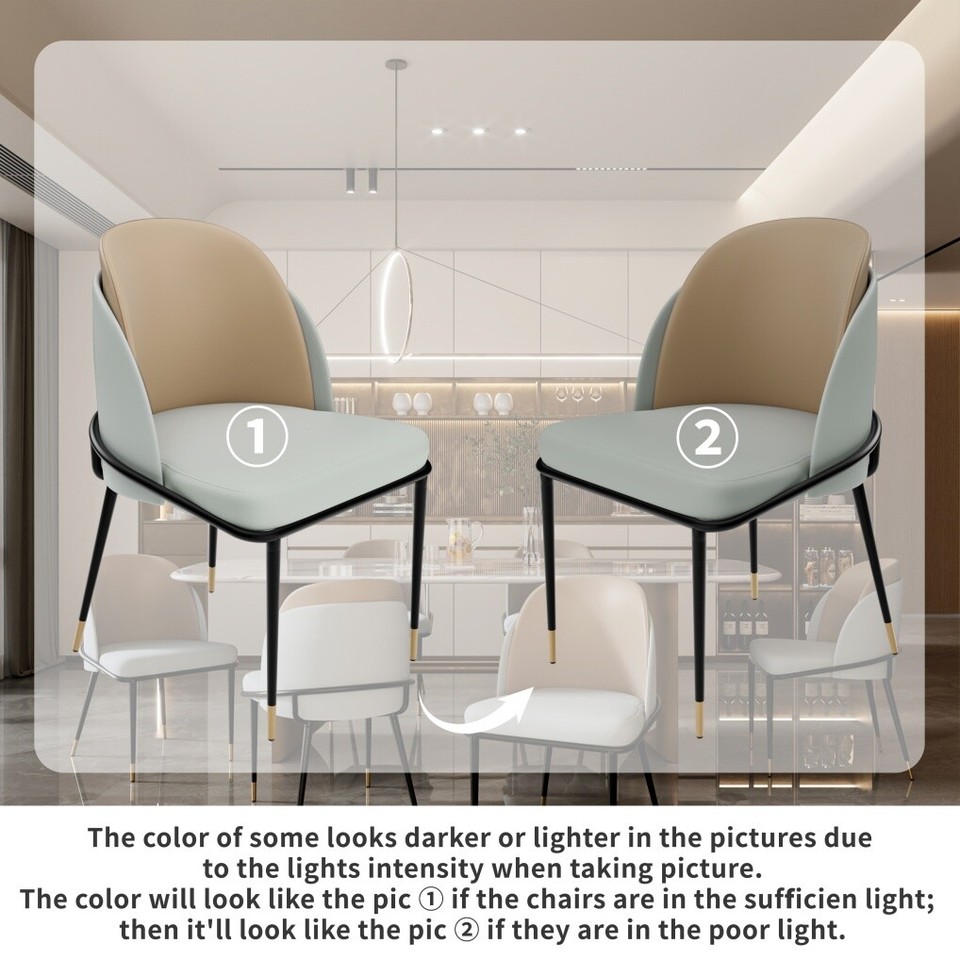 2x Dining Chairs Upholstered Kitchen Chair Leather Accent Guest Side ...