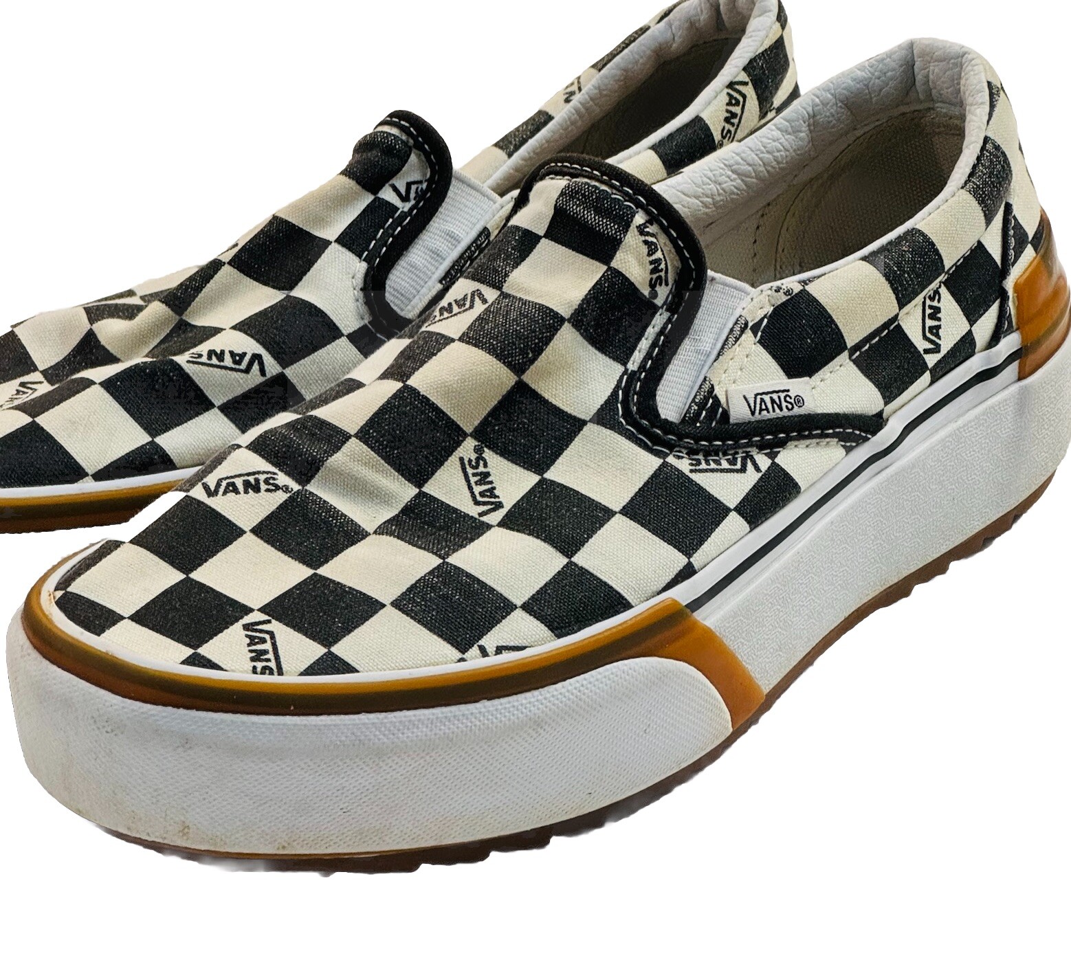VANS Slip On Stacked Platform Black White Checkerboar… - Gem