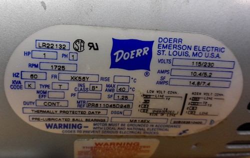 DOERR Electric 2 HP 3 Phase Motor - LR22132 with Gast Compressor | eBay