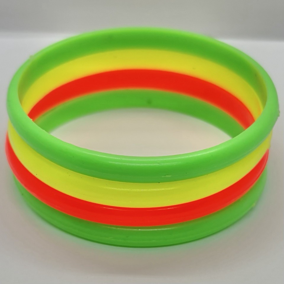 Vtg Neon Lucite Stacking Bangle Bracelet Set Lot 7.75 Inch Round ...
