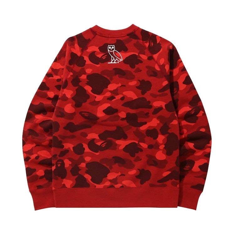 BAPE X OVO A Bathing Ape Red Camo Pullover Crewneck Sweatshirt Size 2XL ...
