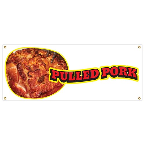 Pulled Pork Banner 18" x 48" Heavy Duty 13 oz Vinyl Banners with ...