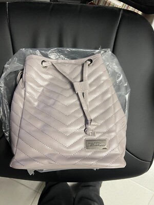 NEW Bella Russo Faux Leather Backpack Purse Handbag- Quilted Drawstring ...