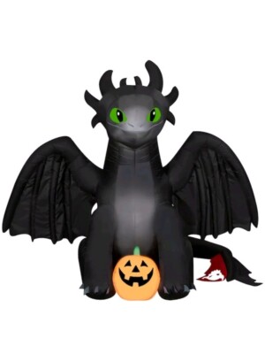 Gemmy Halloween 7 ft Toothless How to Train Your Dragon Airblown ...