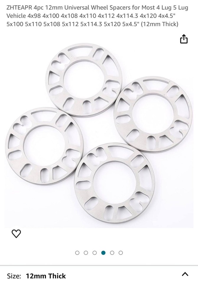 ZHTEAPR 4pc 12mm Universal Wheel Spacers for most 4 Lug 5 Lug Vehicle ...