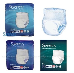 10 Sureness Absorbent Pants Incontinence Men Women Medium Large Extra ...