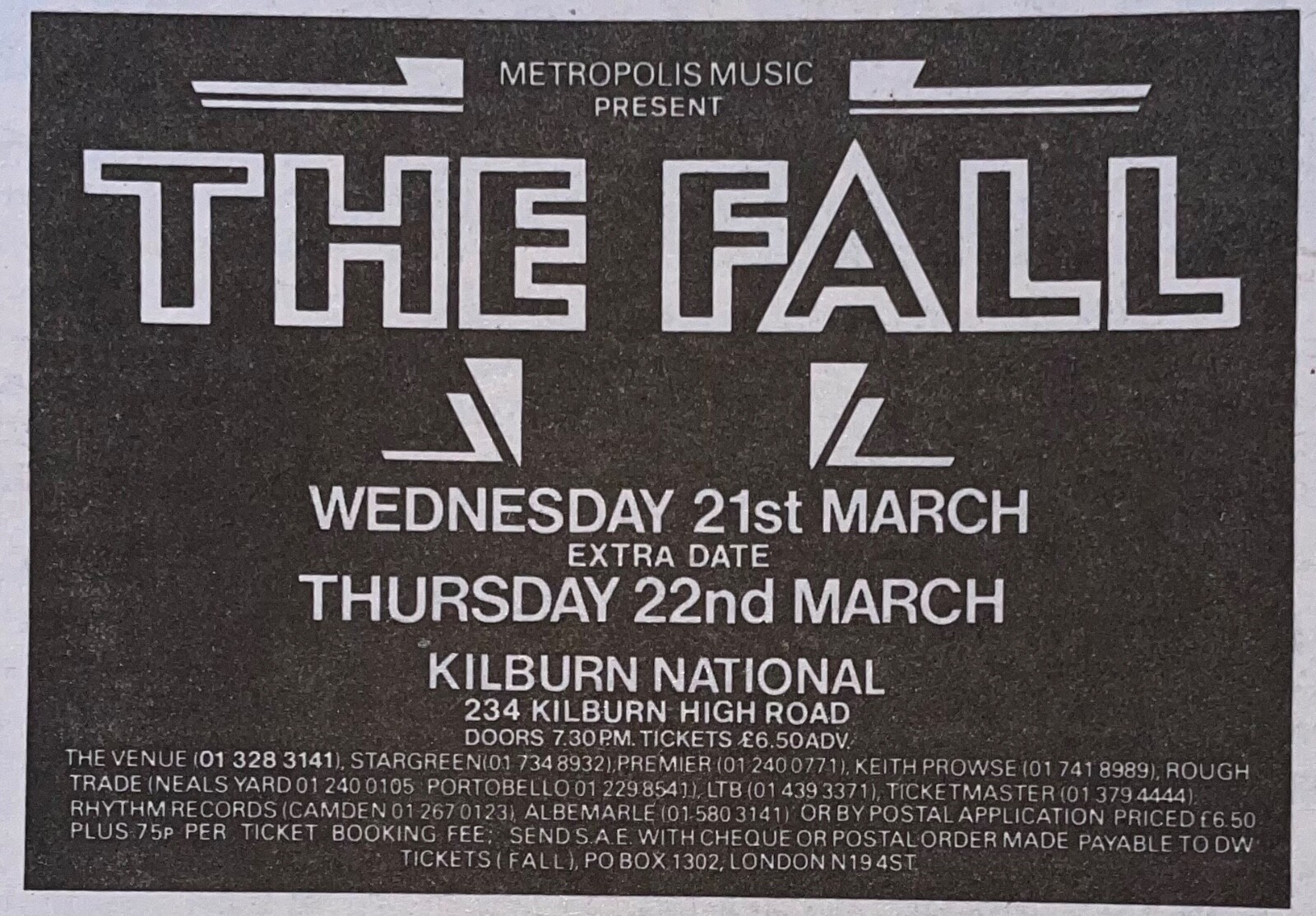 THE FALL - GIG ADVERT - KILBURN NATIONAL - 21 & 22/03/1990 | eBay