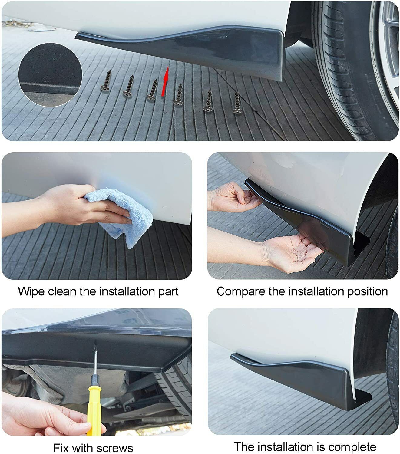 For Ford Mustang 2 Front Bumper Lip Chin Spoiler Splitter Body Kit+Side ...