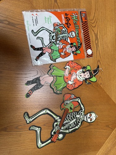 Vintage Original Halloween Beistle Go Go Dancers Skeleton Witch Orig ...