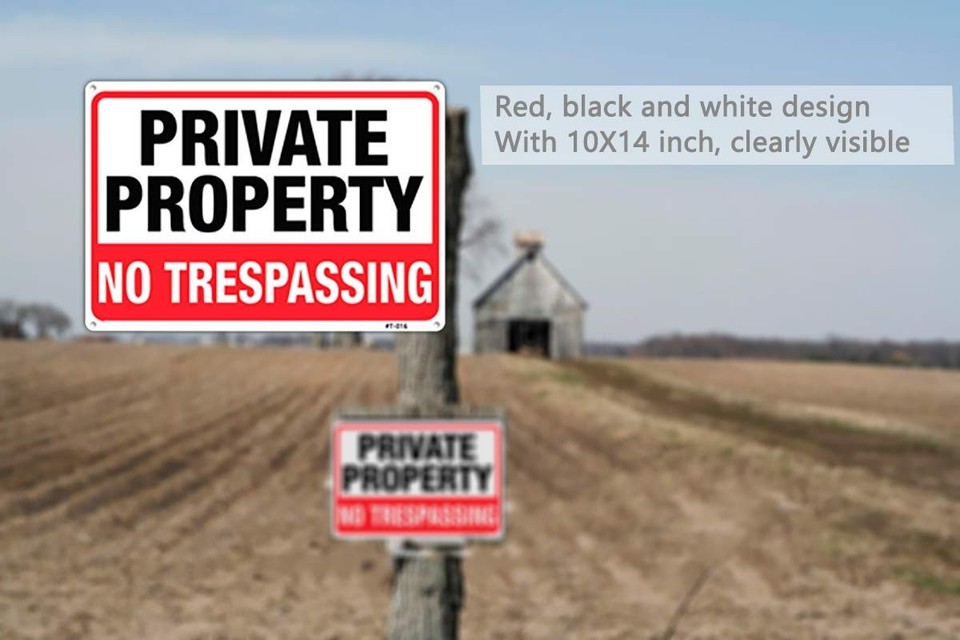 Large No Trespassing Signs Private Property Metal 10x14 Inch Rust Free ...