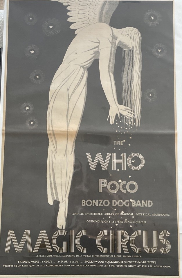 The Who, Poco, Bonzo Dog Band, 1969 HOLLYWOOD PALLADIUM MAGIC CIRCUS ...