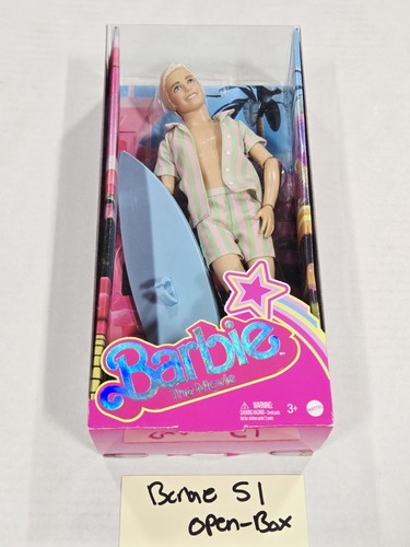 Barbie The Movie Ken Doll Blonde Beach Stripes Outfit Mattel HPJ97 Open ...