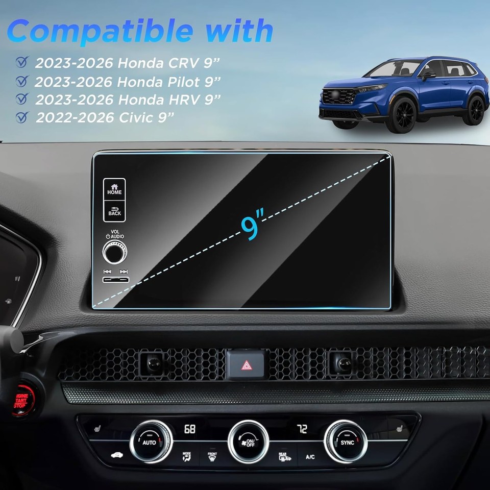 9" HD Screen Protector for 2023-2026 CRV Pilot Civic HRV GPS Navigation ...