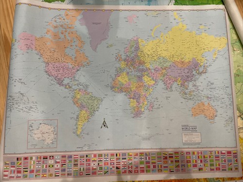 world Political wall map hammond 2004 With Flags Of Nations 50x38” | eBay
