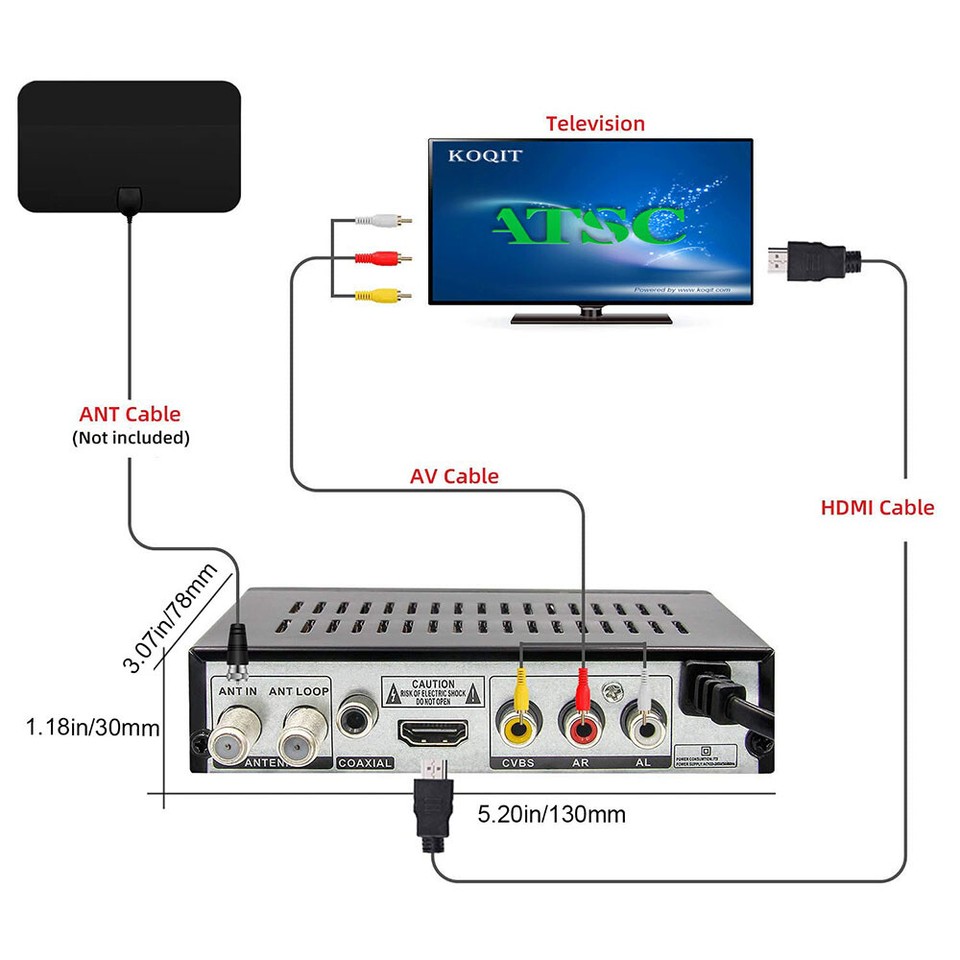 HDMI OTA Free tv cable box Atsc Tuner HD digital converter box Recorder ...