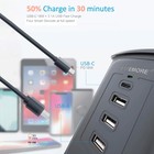 EXTENTION LEAD VERTICAL POWER STRIP TOWER MULTI PLUG USB UK SOCKET 2M ...