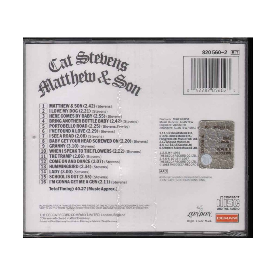 Cat Stevens CD Matthew & Son / Deram 820 560-2 Rt Versiegelt ...