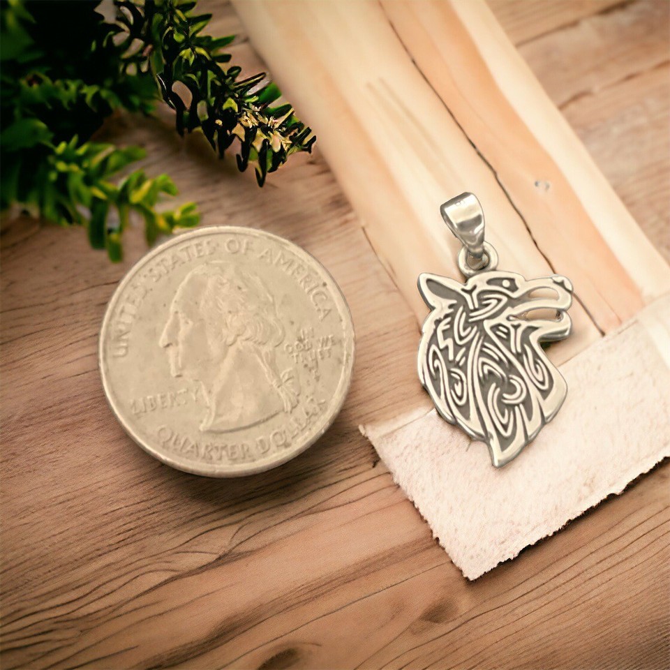 925 Sterling Silver Celtic Wolf Pendant w/ Celtic Knot + Chain | eBay