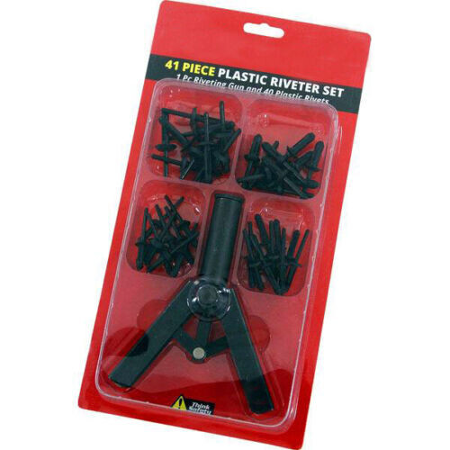 Plastic Rivet Gun Garage Bodyshop Hand Riveter Tool + 40 Rivets ...