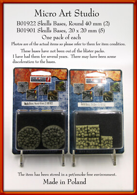 Micro Art Studio 40mm Skulls Bases (2) B01922 and B01901 20 x 20 mm (5 ...