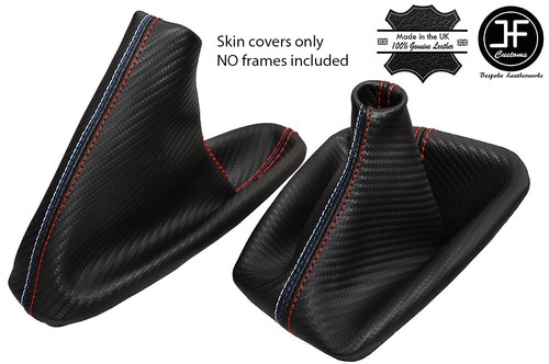 RED & TRI STITCH CARBON VINYL SHIFT & E BRAKE BOOT FITS BMW E81 E82 E87 ...