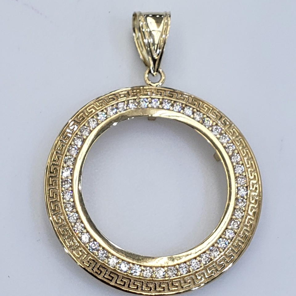 14k solid gold 4 Prong 50 pesos centenario Coin Bezel Frame pendant ...