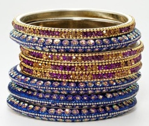 Chamak by Priya Kakkar Set of 8 Purple & Blue Bangles NEW MSRP $138 ...
