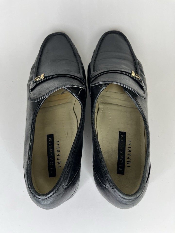 Florsheim Imperial COMO Men's Loafers Sz 11 D Black Leather Moc Toe Bit ...