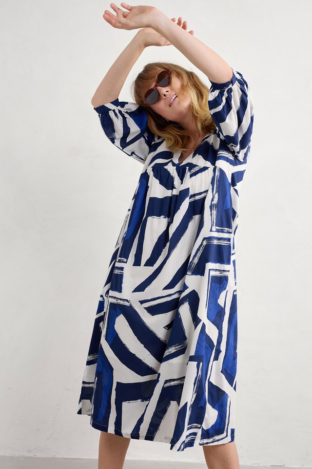 Seasalt Women's - blue Earth Colours Kaftan Dress in GOTS-Certified ...