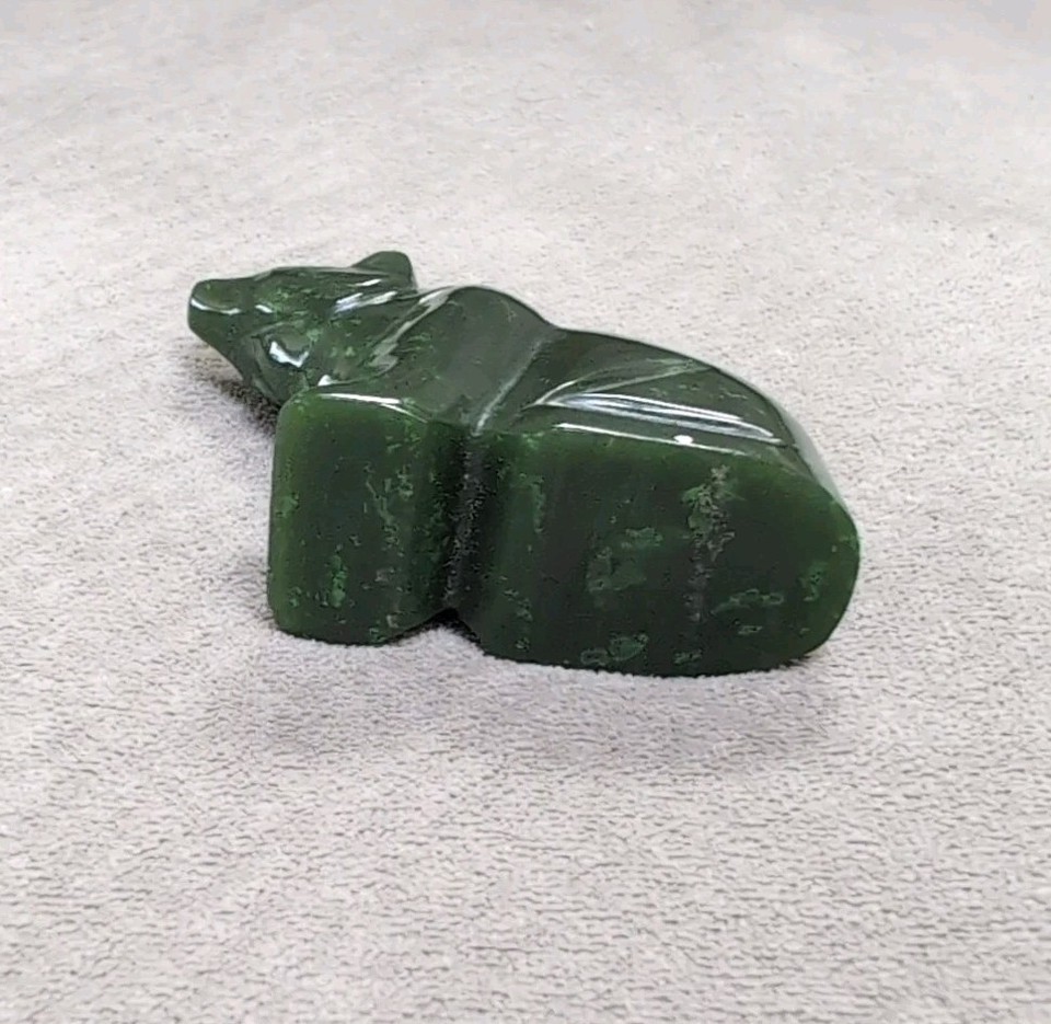 Carved Dark Green Alaskan Nephrite Jade Bear | eBay