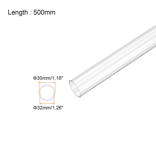 Clear PVC Pipe Plastic Rigid Tube Round Tubing 30mm ID x 32mm OD/0.5m ...